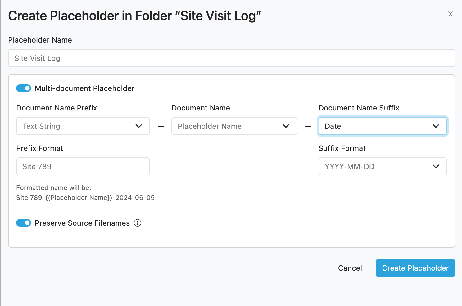 Multi Document Placeholders Kivo 