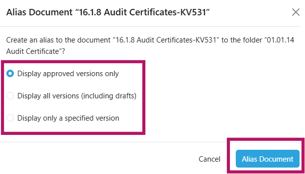 Creating a Document Alias – Kivo