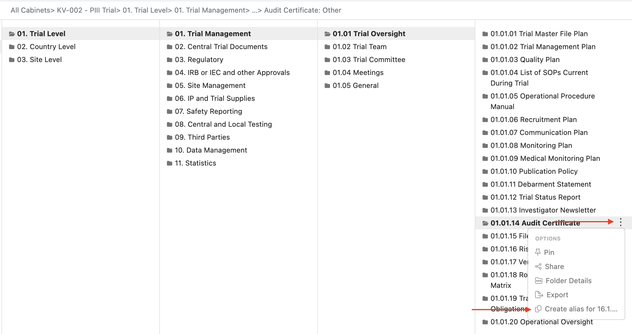 Creating a Document Alias – Kivo